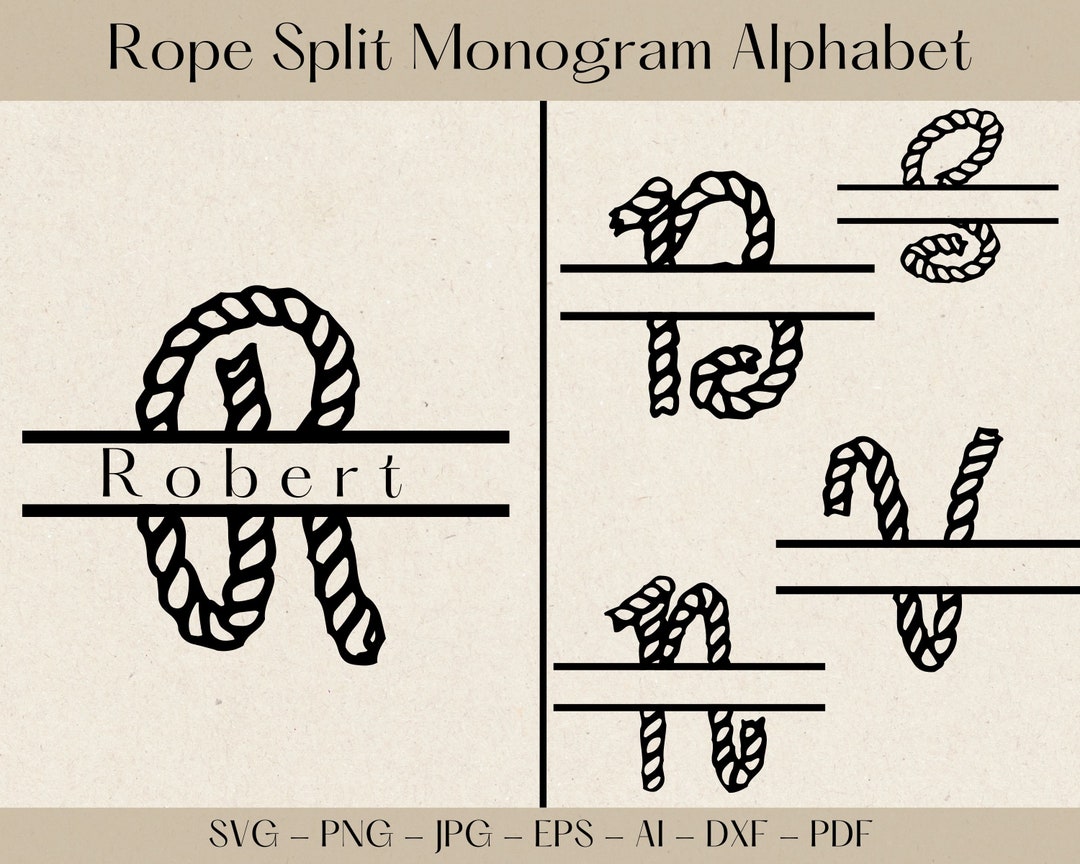 Rope Split Monogram Alphabet SVG: Nautical Letters (digital Download ...