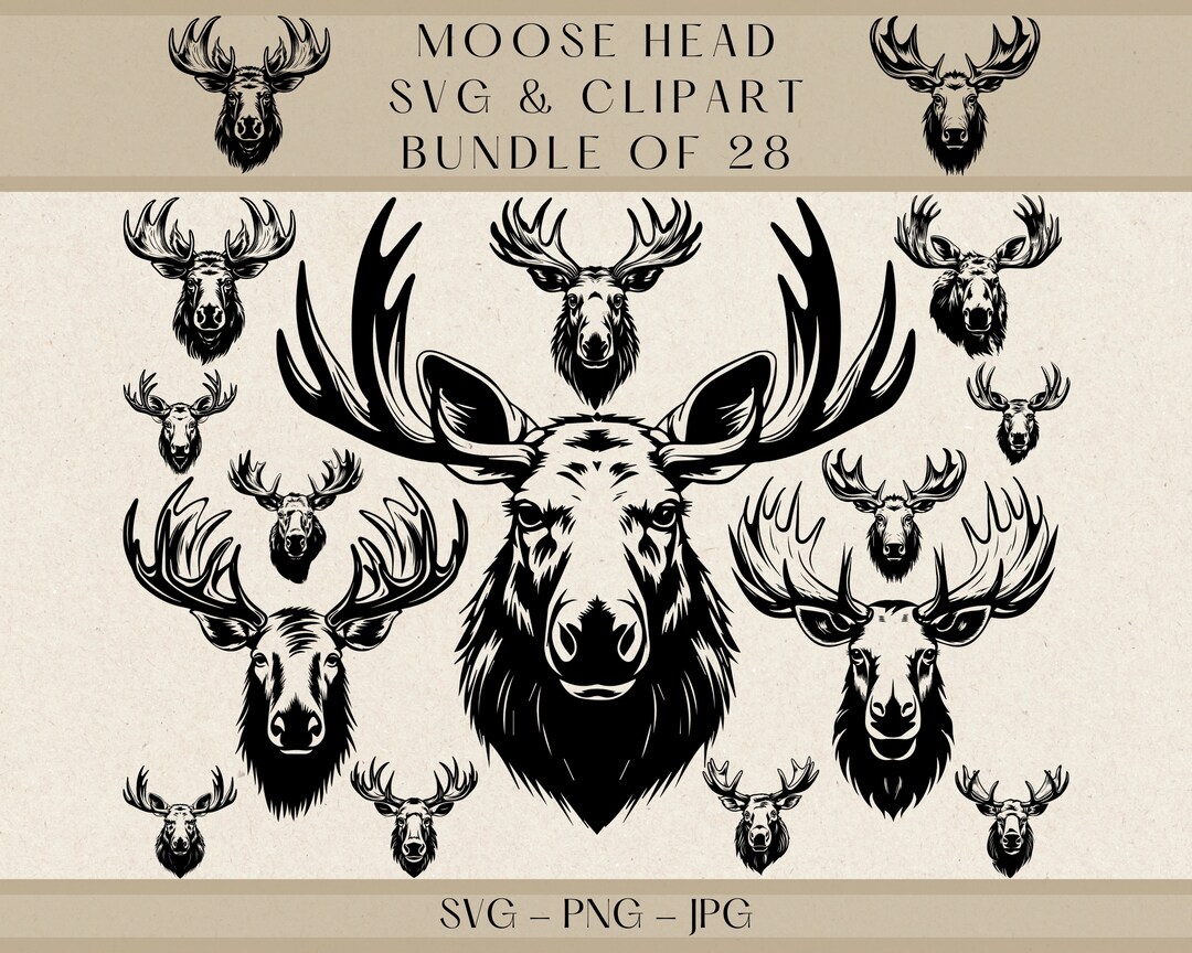 Moose Head Svg, Moose Face Svg, Moose Face Clipart, Moose Svg, Moose ...