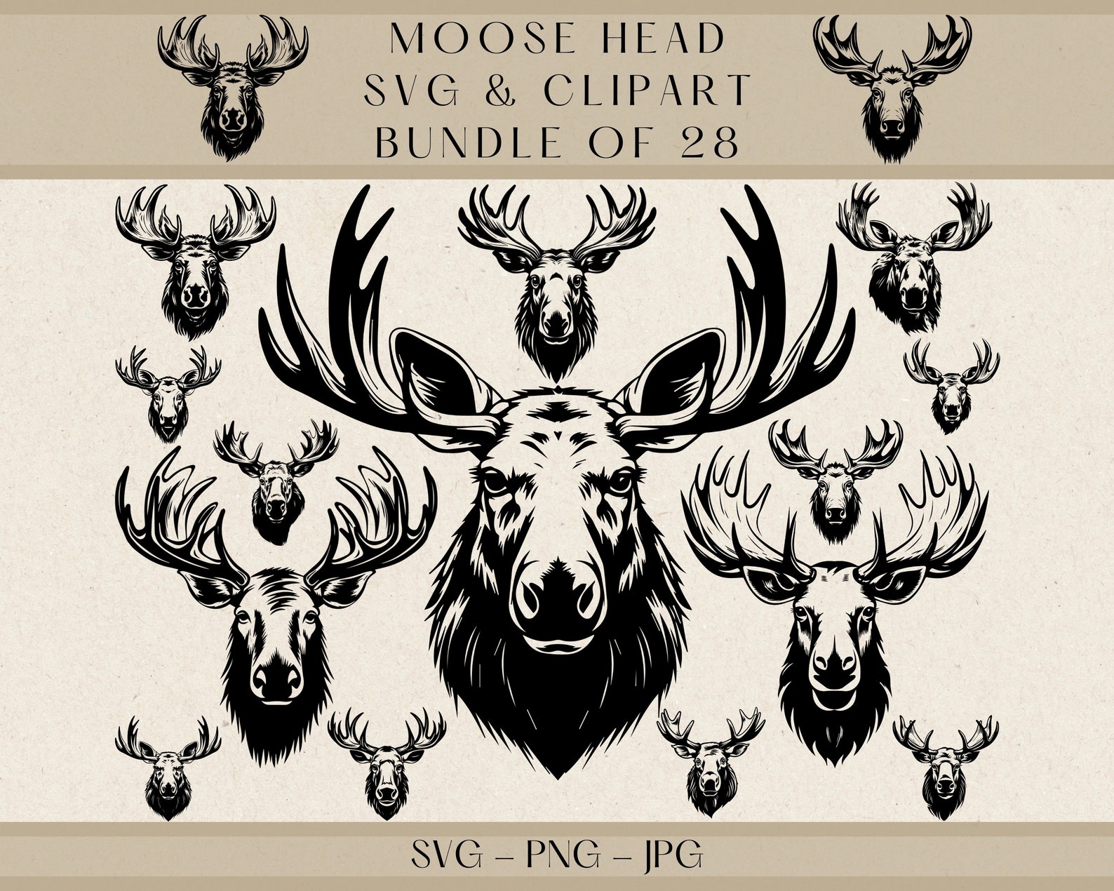 Moose Head Svg, Moose Face Svg, Moose Face Clipart, Moose Svg, Moose ...