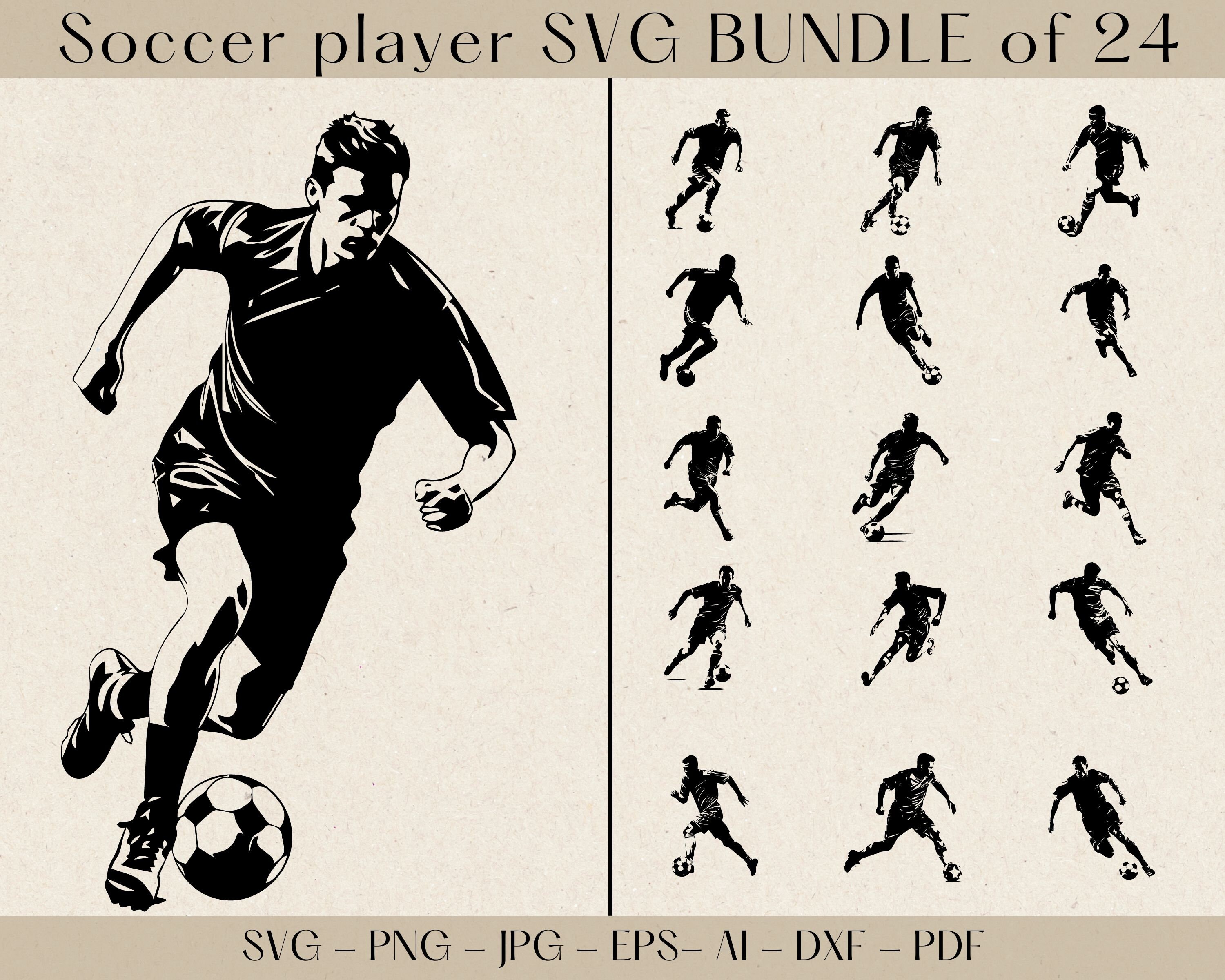 Soccer Player Svg Bundle, Soccer Player Svg, Soccer Svg, Football Player Svg, Football Svg ...