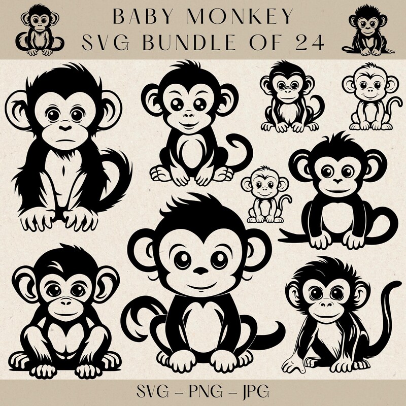 Monkey Clipart - Etsy