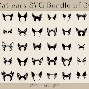 Cat Ears SVG Bundle, Cat Ears Svg, Cat Svg, Cat Face Svg, Cat Clipart ...