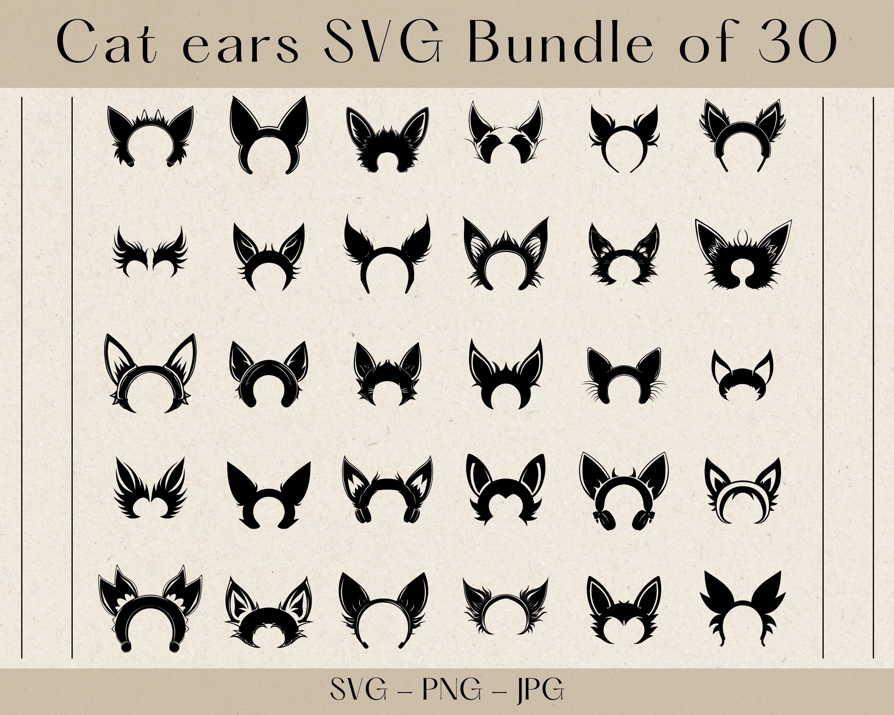 Cat Ears Svg Bundle Cat Ears Svg Cat Svg Cat Face Svg Cat Etsy