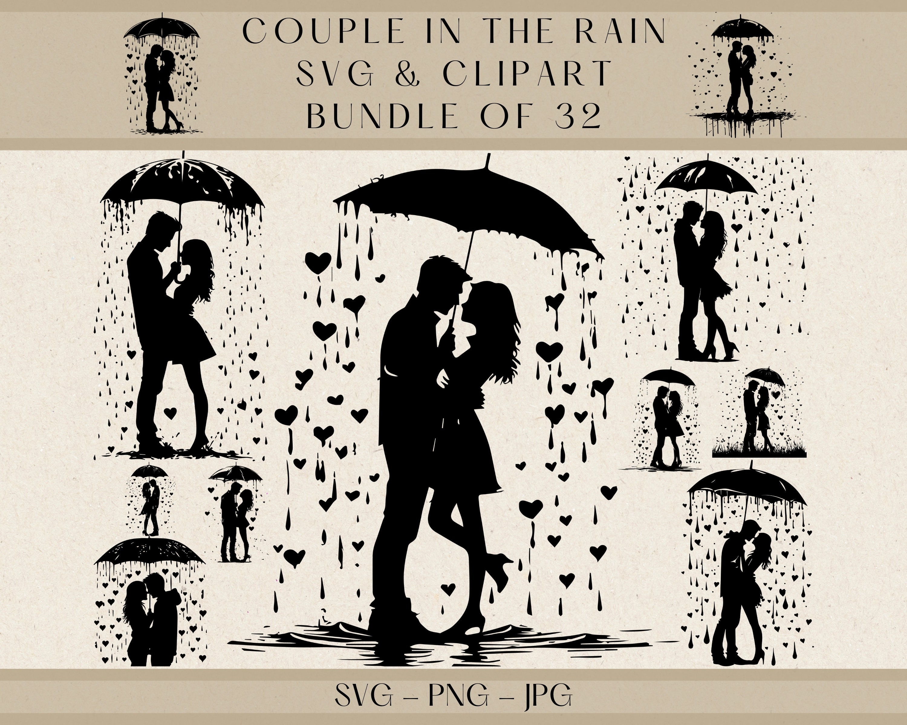Couple in the Rain Svg, Couple Svg, Rain Svg, Umbrella Svg, Love Svg ...