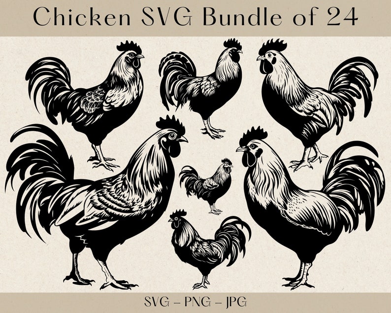 Chicken SVG, Chicken SVG Bundle, Rooster Svg, Farm Svg, Farm Animal Svg ...