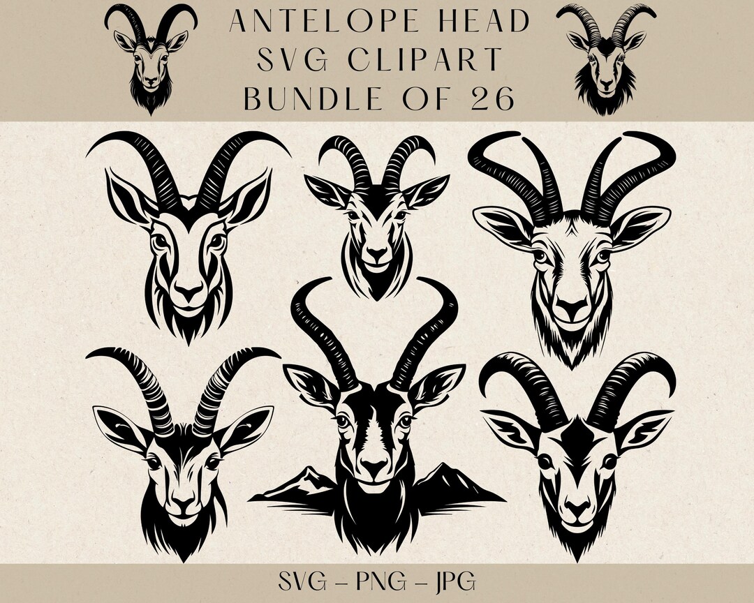 Antelope Head SVG, Antelope SVG, Antelope Clipart, Antelope Head ...