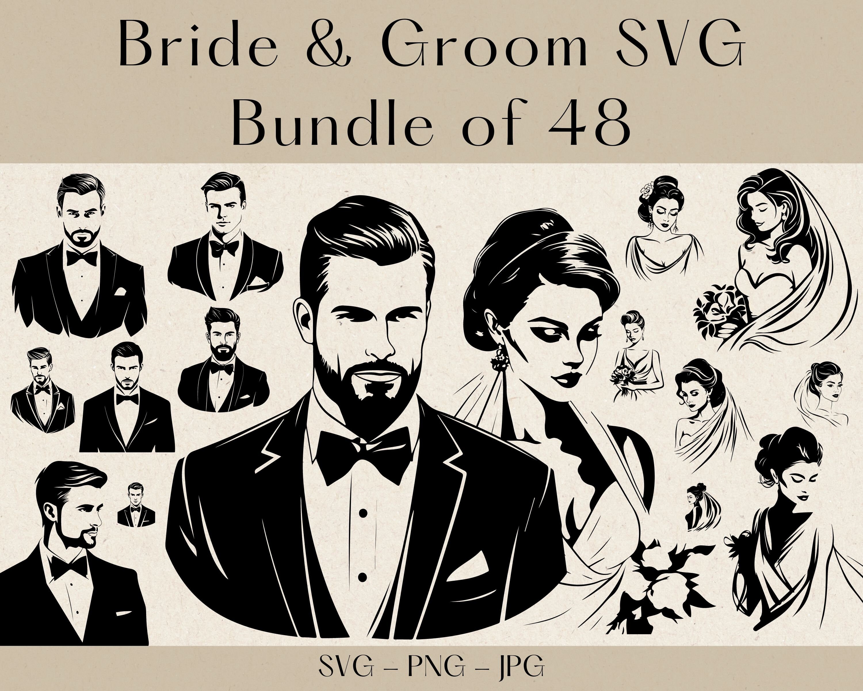 Novia y novio SVG Novia svg Novio svg Pareja de boda svg - Etsy México