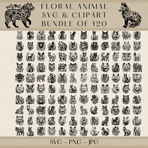Floral Animal Svg, Floral Animal Clipart, Animal Svg, Floral Svg, Dog ...