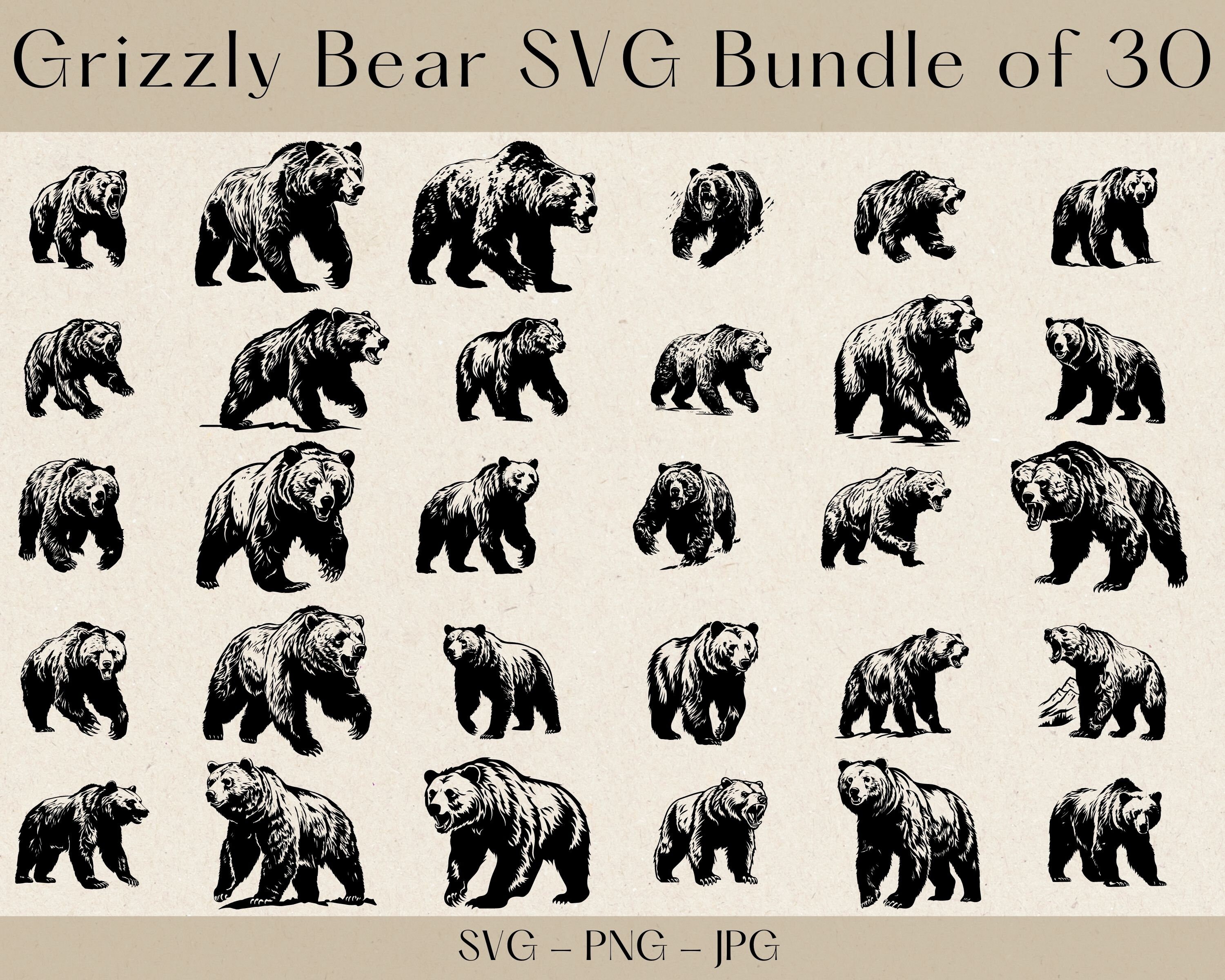 Grizzly Bear SVG Bundle Grizzly Bear SVG Grizzly Bear Vector - Etsy Canada