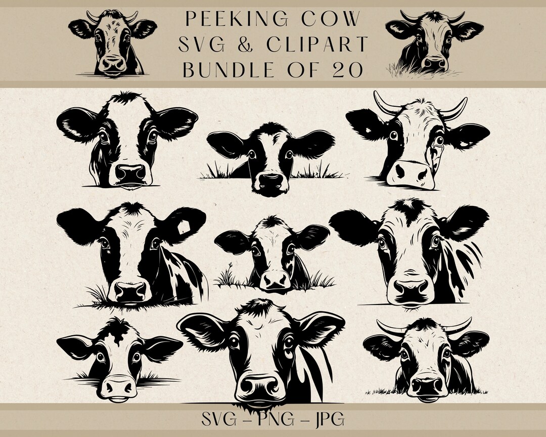 Peeking Cow Svg, Peeking Cow Png, Cow SVG, Cow SVG Bundle, Cow Head Svg ...