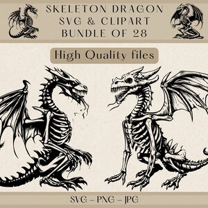 Skeleton Dragon, Dragon SVG, Dragon SVG Bundle, Dragon Clipart, Dragon ...