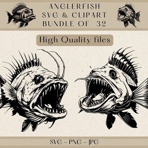 Angler Fish Svg, Angler Fish Clipart, Fish Svg, Fishing Svg, Fish Png ...