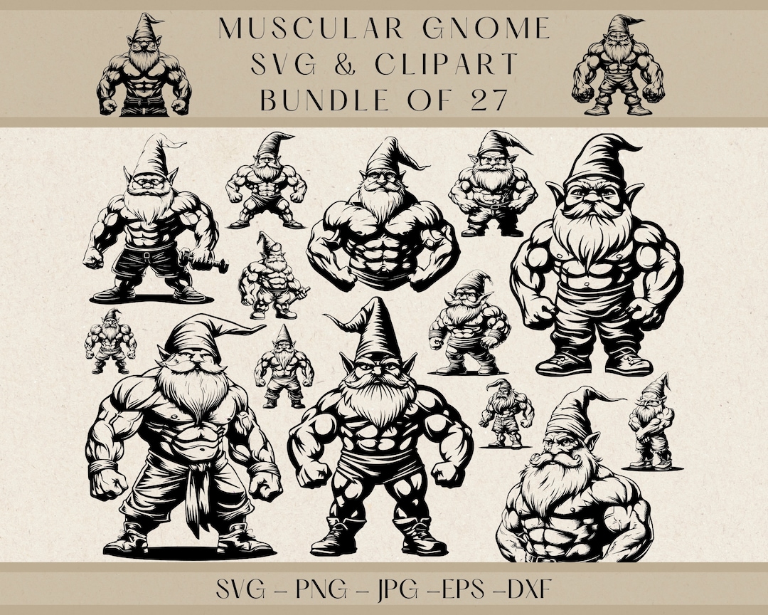 Muscular Gnome SVG, Muscular Gnome Clipart, Muscular Gnome Png, Gnome ...