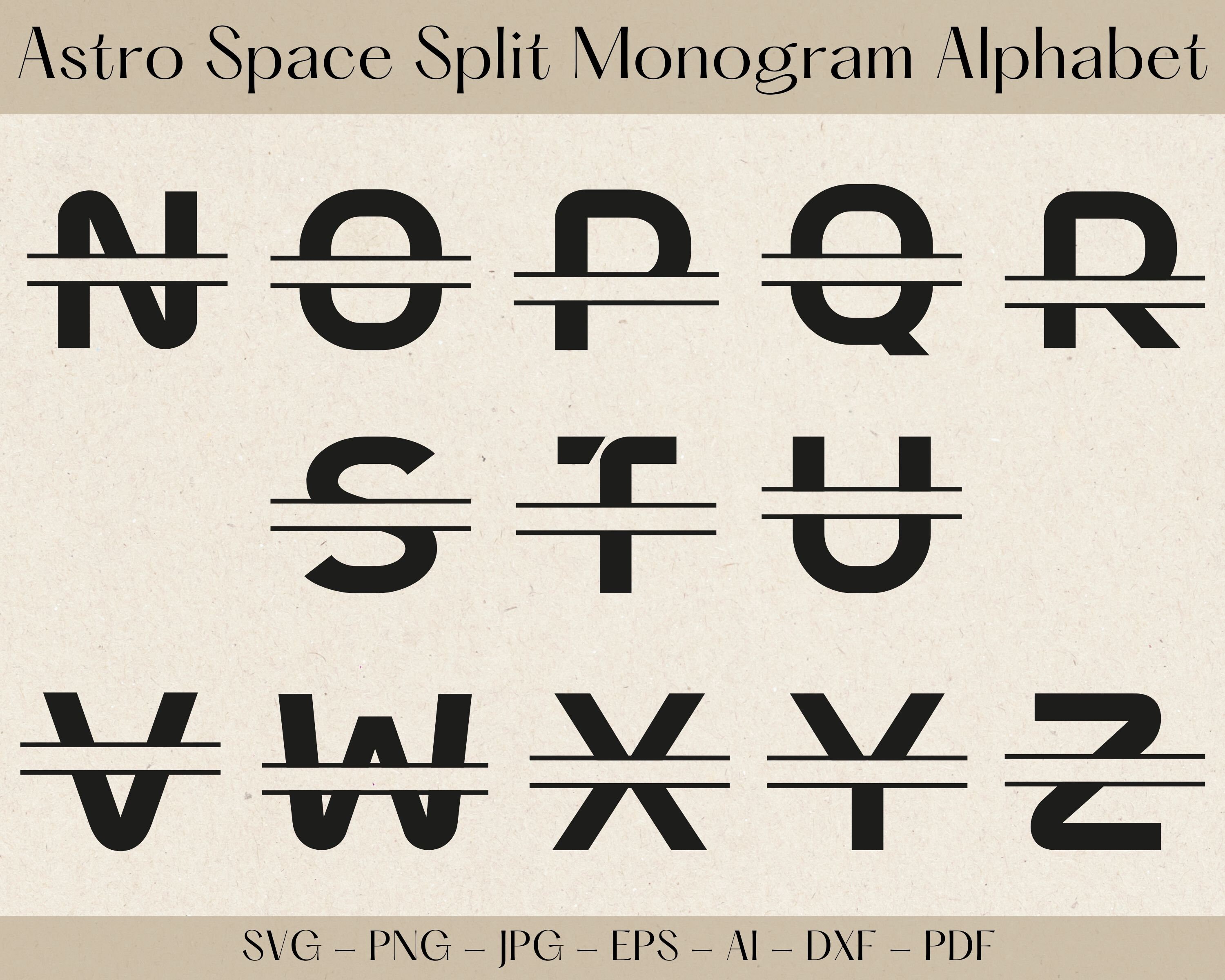 Astro Space Split Monogram Alphabet Svg Split Monogram SVG - Etsy Canada
