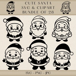 Cute Santa Svg, Cute Santa Png, Santa SVG, Santa PNG, Santa Clipart ...