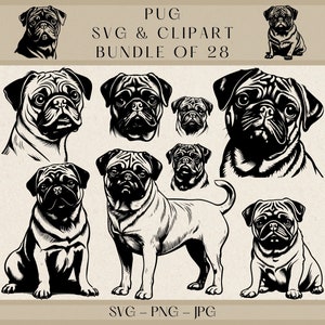Pug Svg, Pug Png, Pug Clipart, Pug Vector, Pug Silhouette, Pug Svg Cut ...