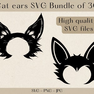 Cat Ears SVG Bundle, Cat Ears Svg, Cat Svg, Cat Face Svg, Cat Clipart ...