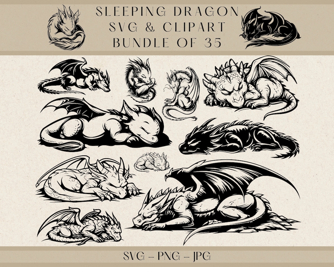 Sleeping Dragon Svg, Dragon SVG, Dragon SVG Bundle, Dragon Clipart ...