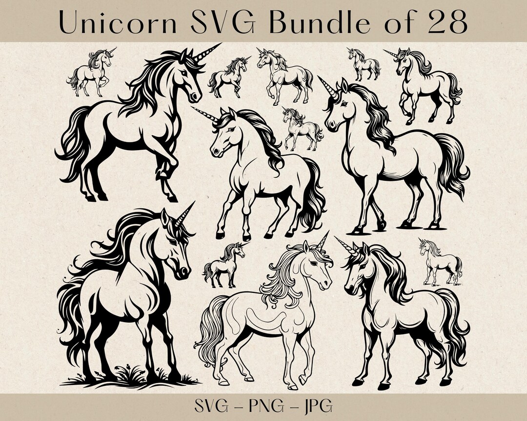 Unicorn SVG, Unicorn Clipart, Unicorn PNG, Unicorn SVG Bundle, Unicorn ...