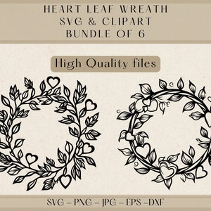 Heart Leaf Wreath Svg, Wreath Svg, Heart Wreath Svg, Circle Frame ...