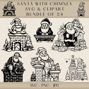 Santa With Chimney Svg, Santa SVG, Santa PNG, Santa Clipart, Santa ...
