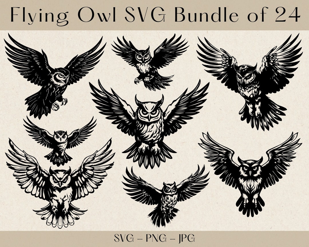 Flying Owl SVG Bundle, Flying Owl Svg, Owl Svg, Owl Svg Bundle, Owl ...