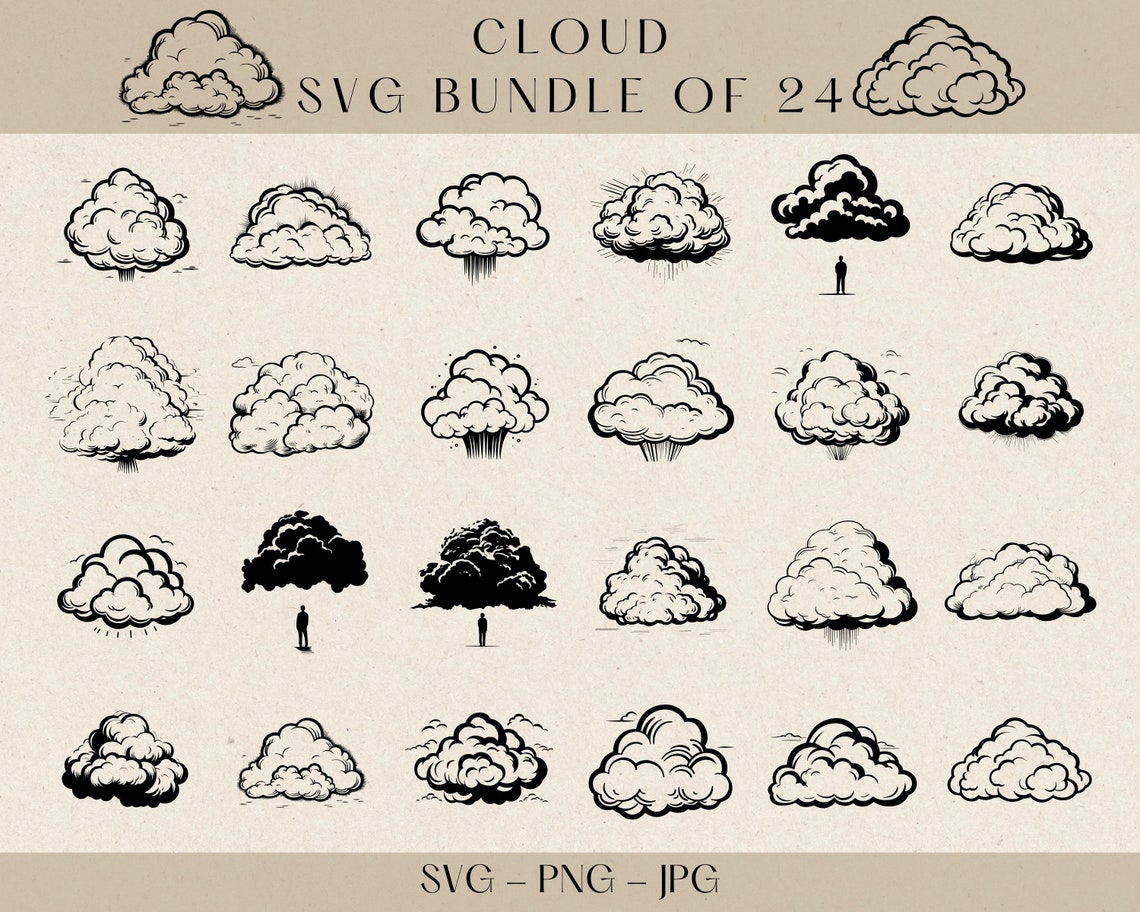 Cloud Svg Cloud Vector Cloud Clipart Cloud Png Rain Cloud - Etsy