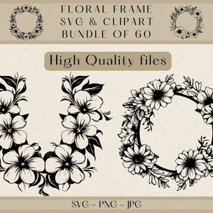 Floral Frame Svg, Floral Border Svg, Floral Wreath Svg, Floral Svg ...