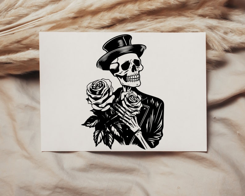 Skeleton With Rose SVG, Skeleton Svg, Skeleton Png, Skeleton Clipart ...