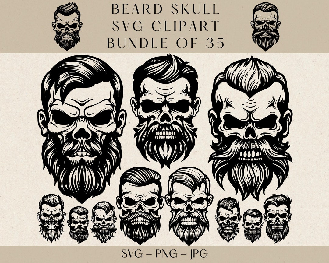 Bearded Skull Svg, Skull With Beard Svg, Skull Svg, Skull With ...