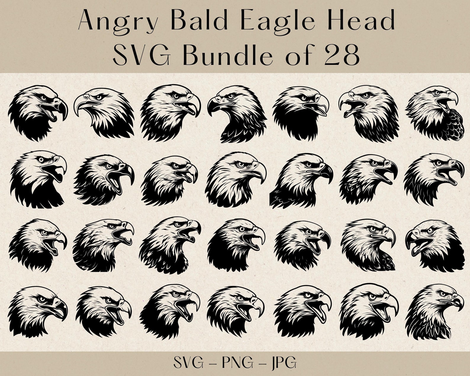 Angry Bald Eagle Head SVG, Eagle SVG, Eagle Head SVG, Eagle Svg Bundle ...