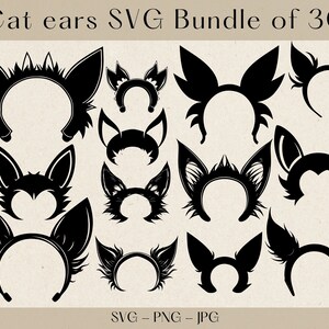 Cat Ears SVG Bundle, Cat Ears Svg, Cat Svg, Cat Face Svg, Cat Clipart ...