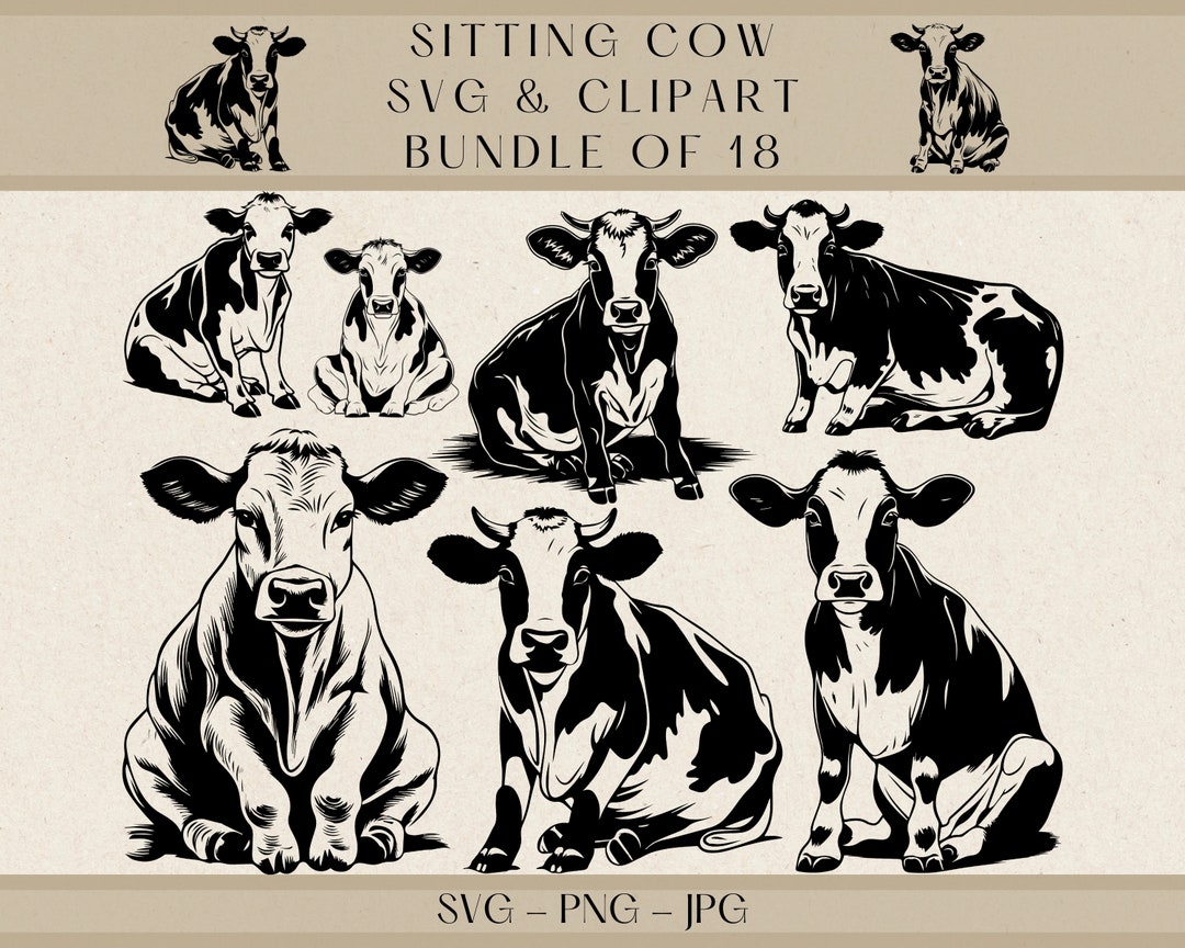 Sitting Cow Svg, Sitting Cow Png, Cow SVG, Cow SVG Bundle, Cow Head Svg ...