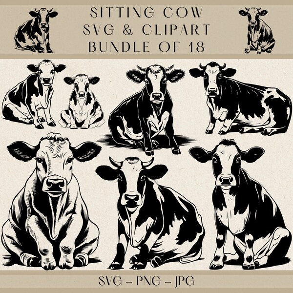 Sitting Cow Svg - Etsy