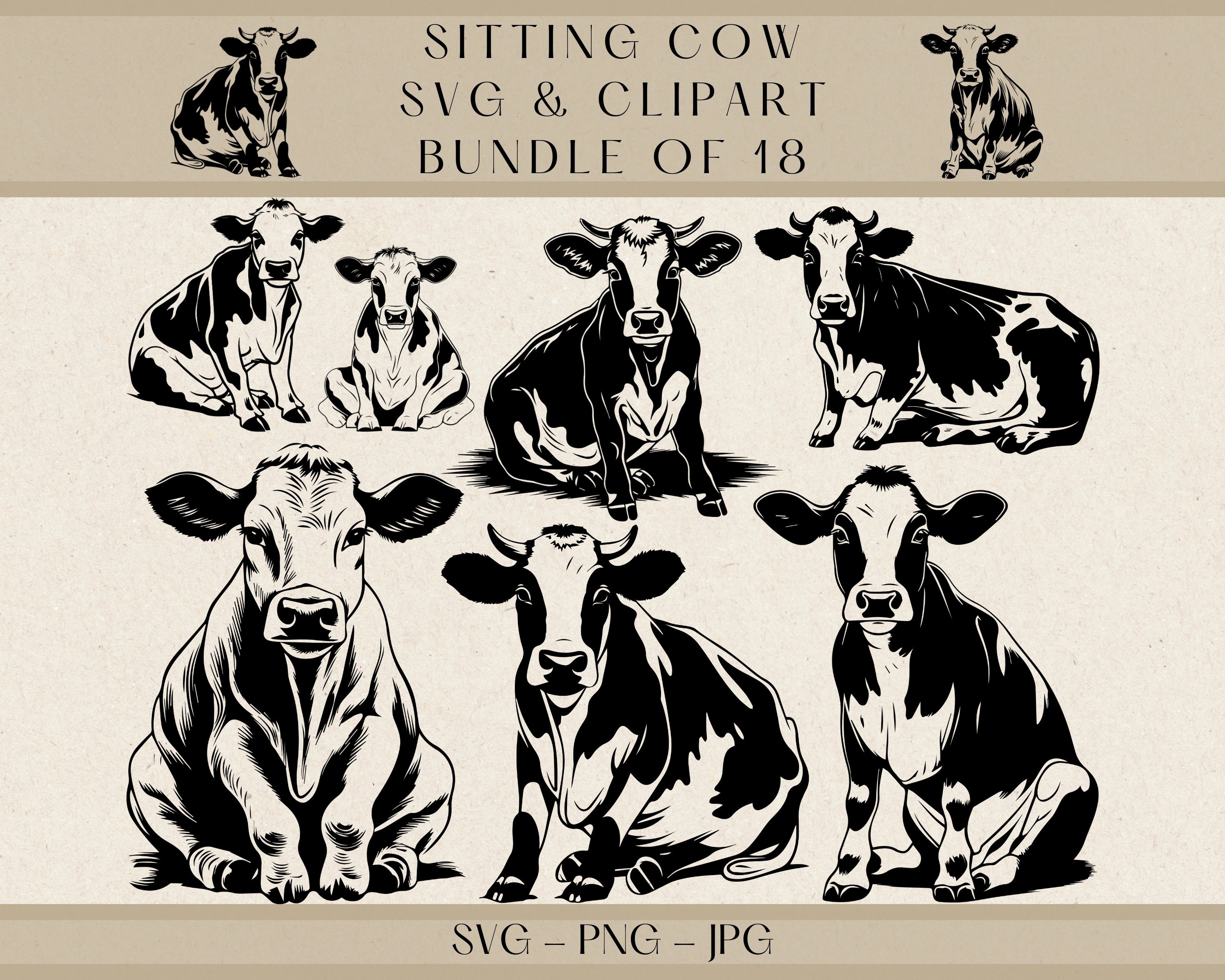 Sitting Cow Svg, Sitting Cow Png, Cow SVG, Cow SVG Bundle, Cow Head Svg ...