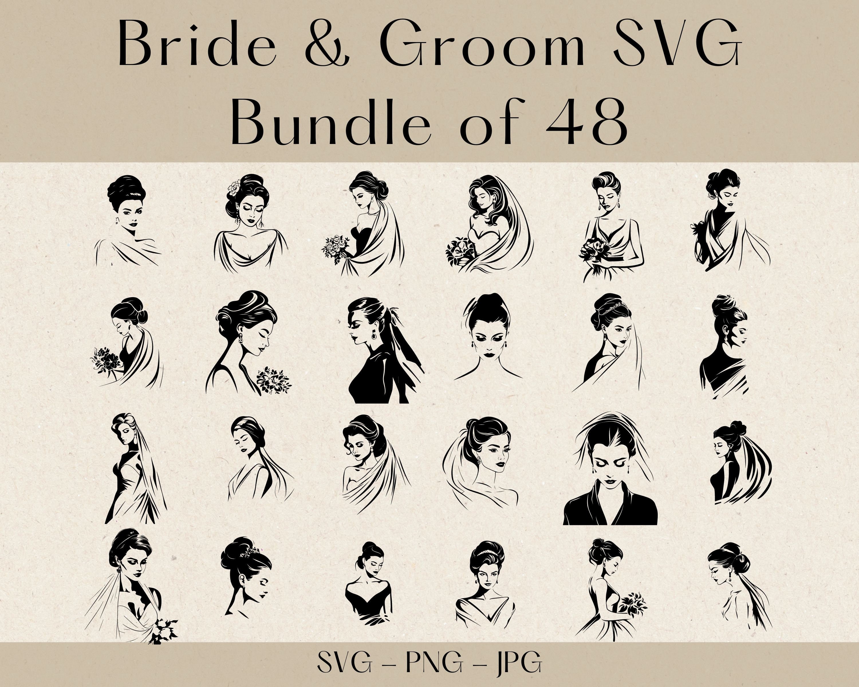 Bride & Groom SVG Bride Svg Groom Svg Wedding Couple Svg - Etsy