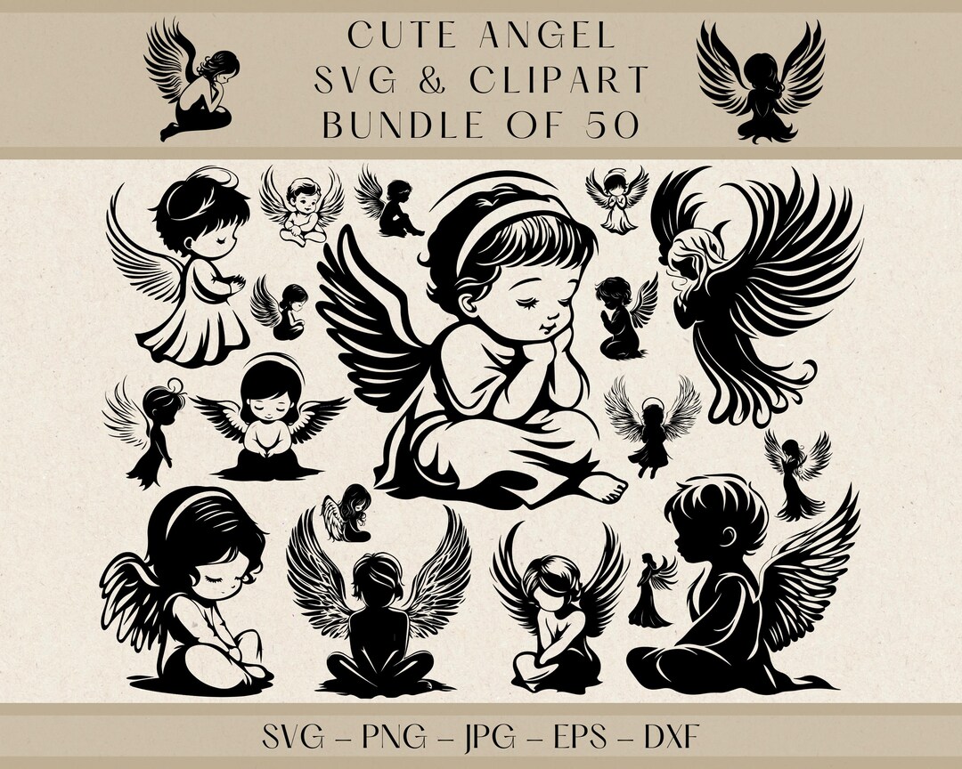 Cute Angel Svg, Cute Angel Clipart, Angel SVG, Angel Clipart, Angel ...