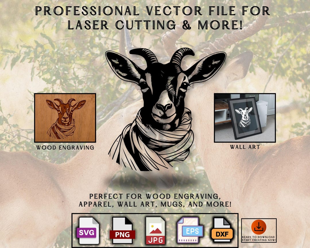 Goat Head Silhouette SVG | Elegant Animal Clipart | Rustic Farm Vector ...