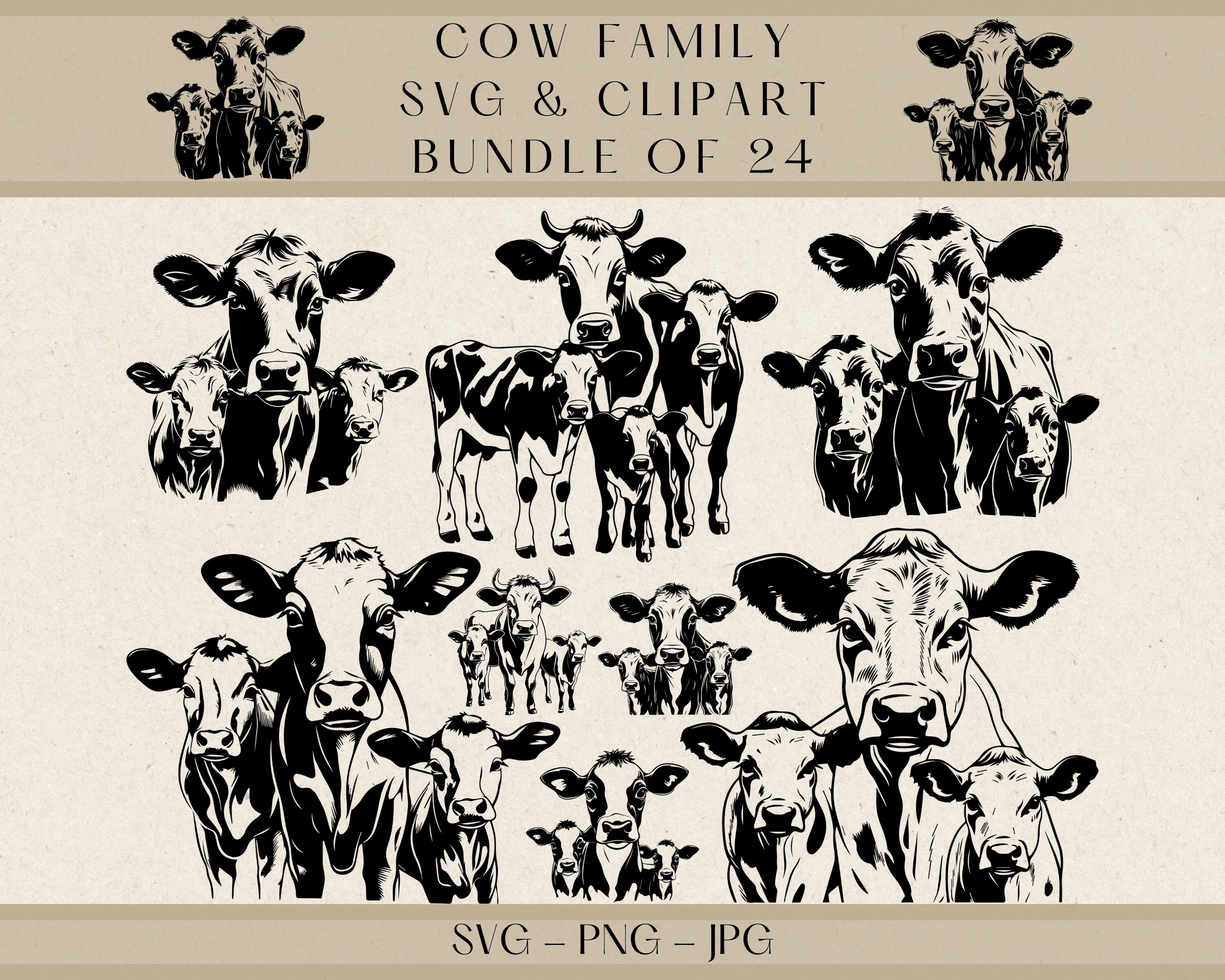 Cow Family Svg, Cow Family Clipart, Cow Svg, Cow Png, Cow Clipart, Cow Vector, Cow Silhoutte ...