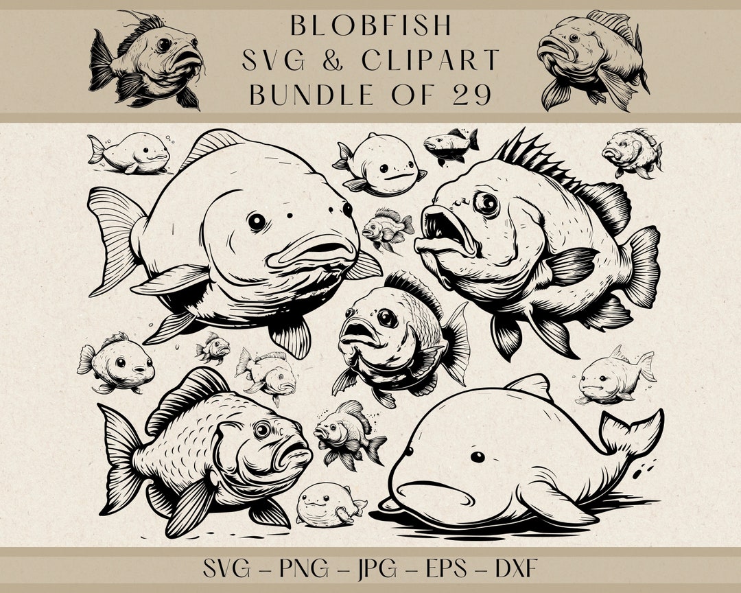 Blobfish Svg, Blobfish Clipart, Fish Svg, Fish Clipart, Fish Png, Fish ...