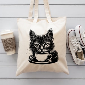 Drinking Cat Svg, Cat Svg, Cat Shirt Svg, Coffee Svg, Tea Svg, Drinking ...
