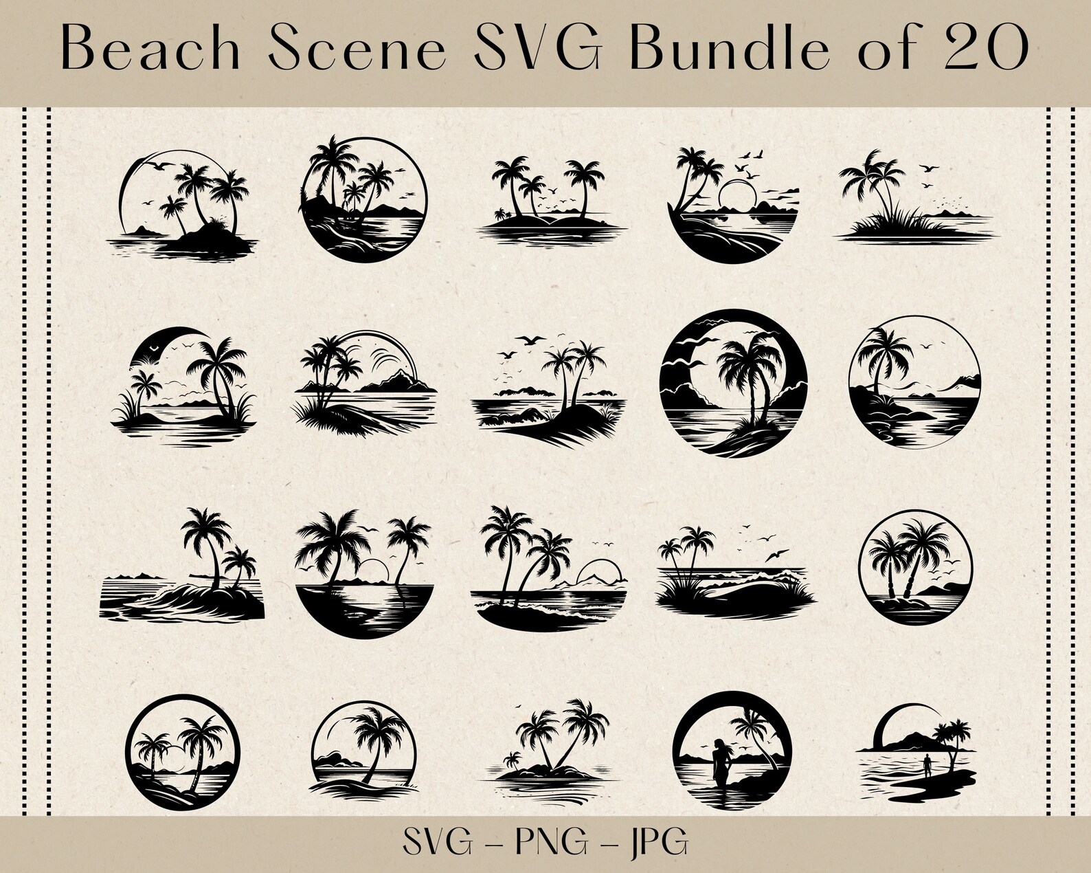 Beach Scene SVG Bundle Beach Scene Svg Palm Tree Svg Sunset - Etsy Canada
