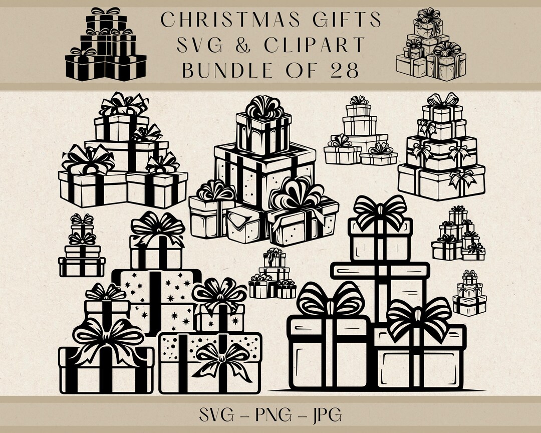 Christmas Gifts SVG, Holiday Gifts Clipart, Christmas Gift PNG ...
