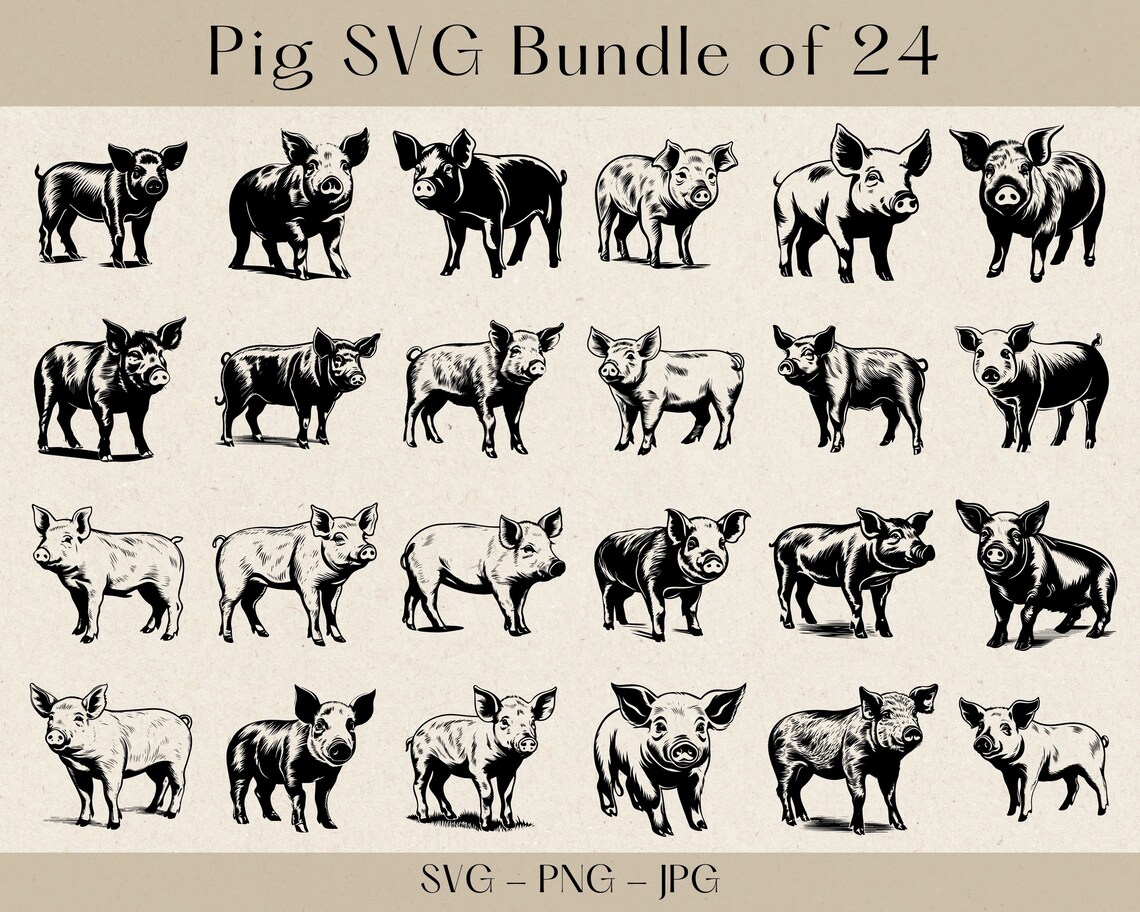 Pig SVG Pig SVG Bundle Pig Clipart Pig Vector Pig Svg - Etsy