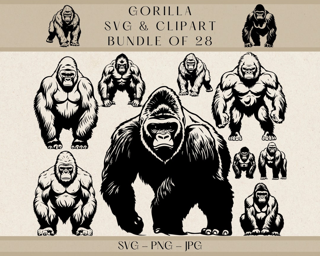 Gorilla Svg, Gorilla Png, Gorilla Clipart, Gorilla Vector, Gorilla ...