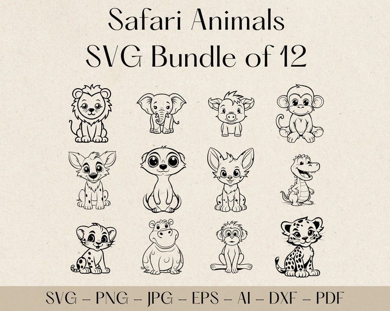 Safari Animals SVG Bundle Cute Animals Svg Animals Svg - Etsy