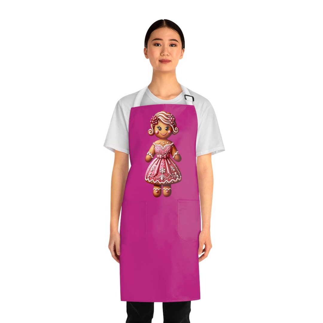 Christmas Gingerbread Barbie Apron Pink Chef Apron With - Etsy