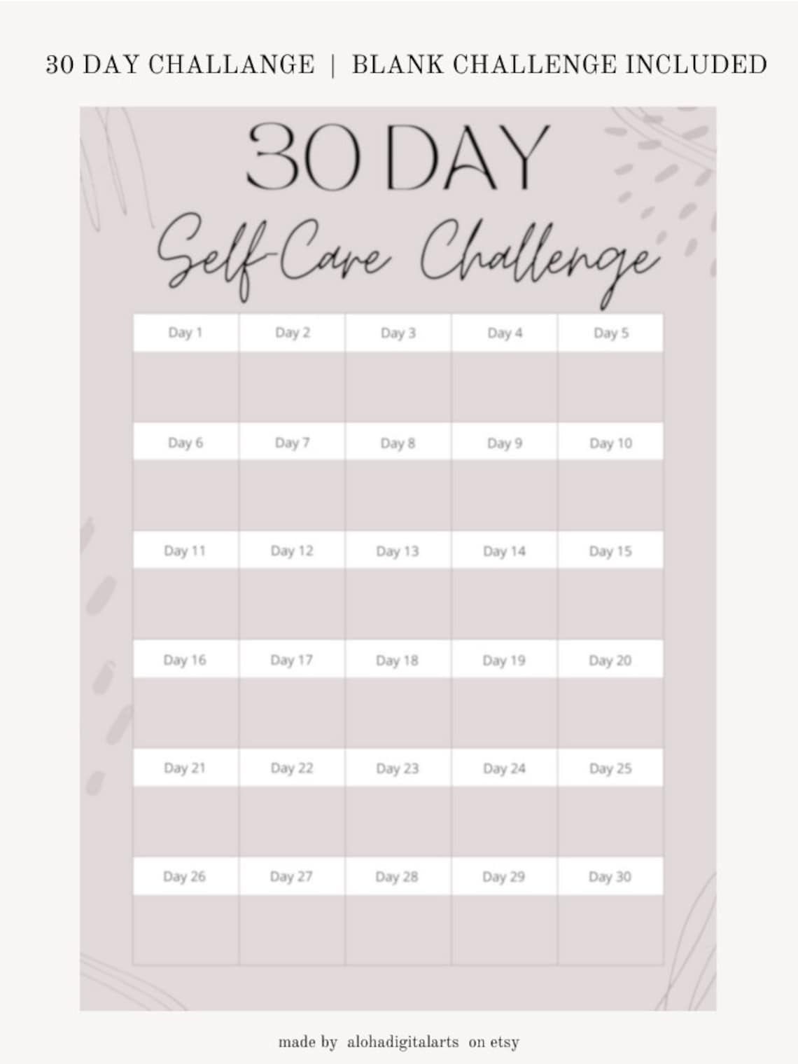 30 Days Self Care Challenge Printable, 30 Days of Self Love, Self Love ...