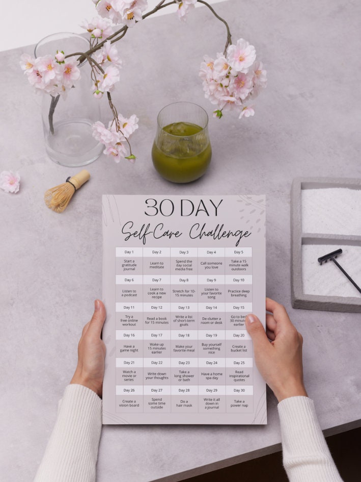 30 Days Self Care Challenge Printable, 30 Days of Self Love, Self Love ...