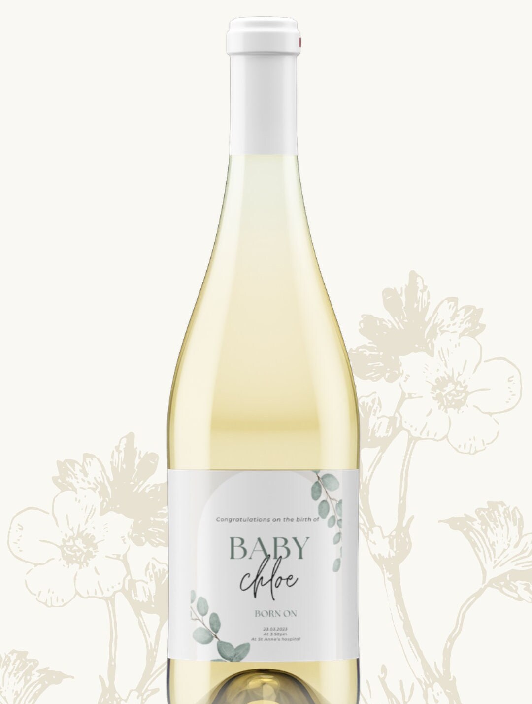 Personalised New Baby Wine Champagne Bottle Gift Label Sticker - Etsy